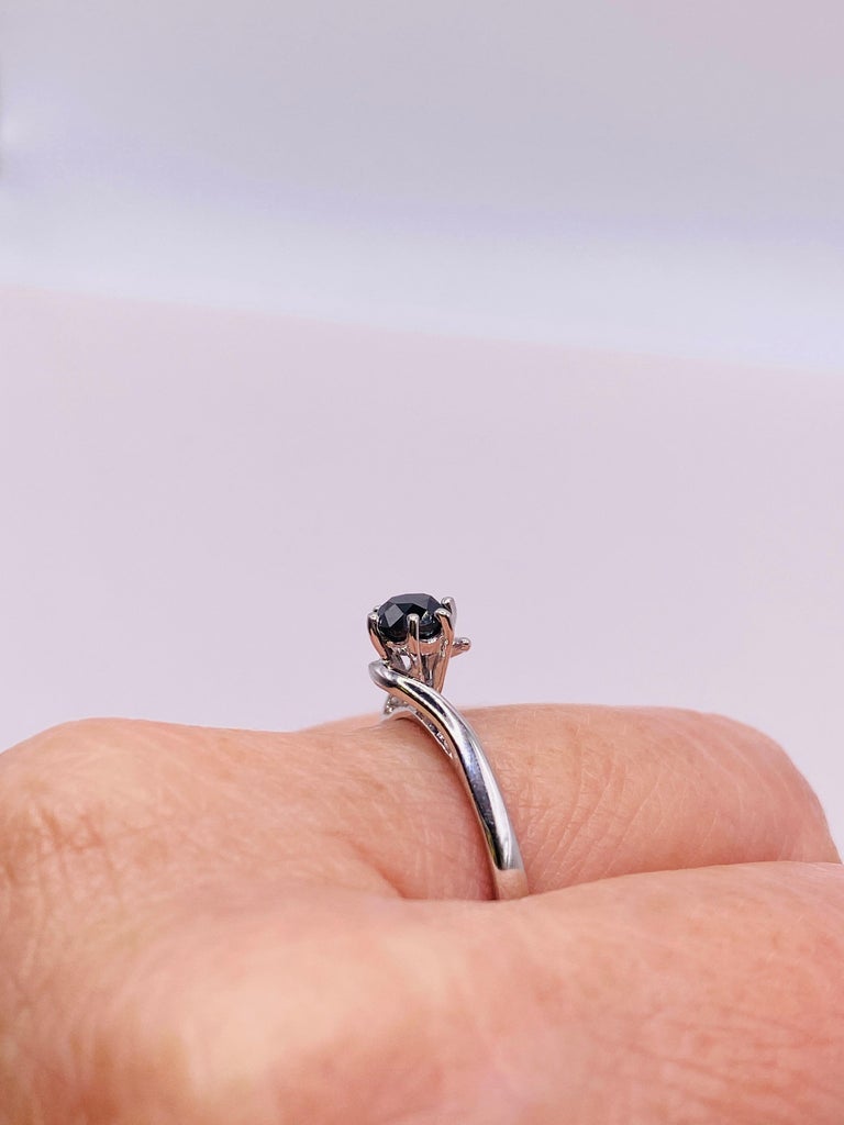 Black Diamond Gold Engagement Ring For Sale at 1stDibs