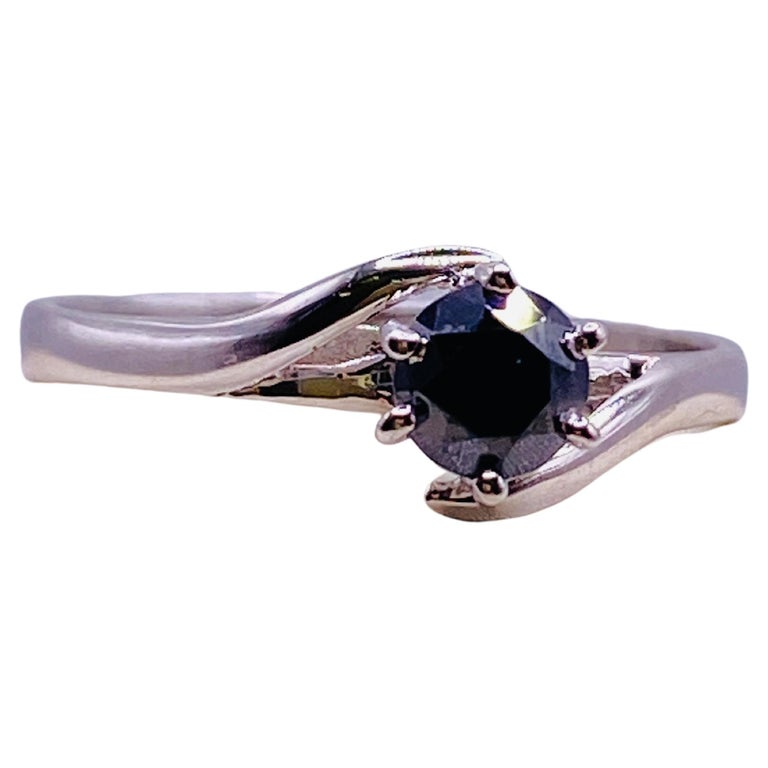 Black Diamond Gold Engagement Ring For Sale at 1stDibs