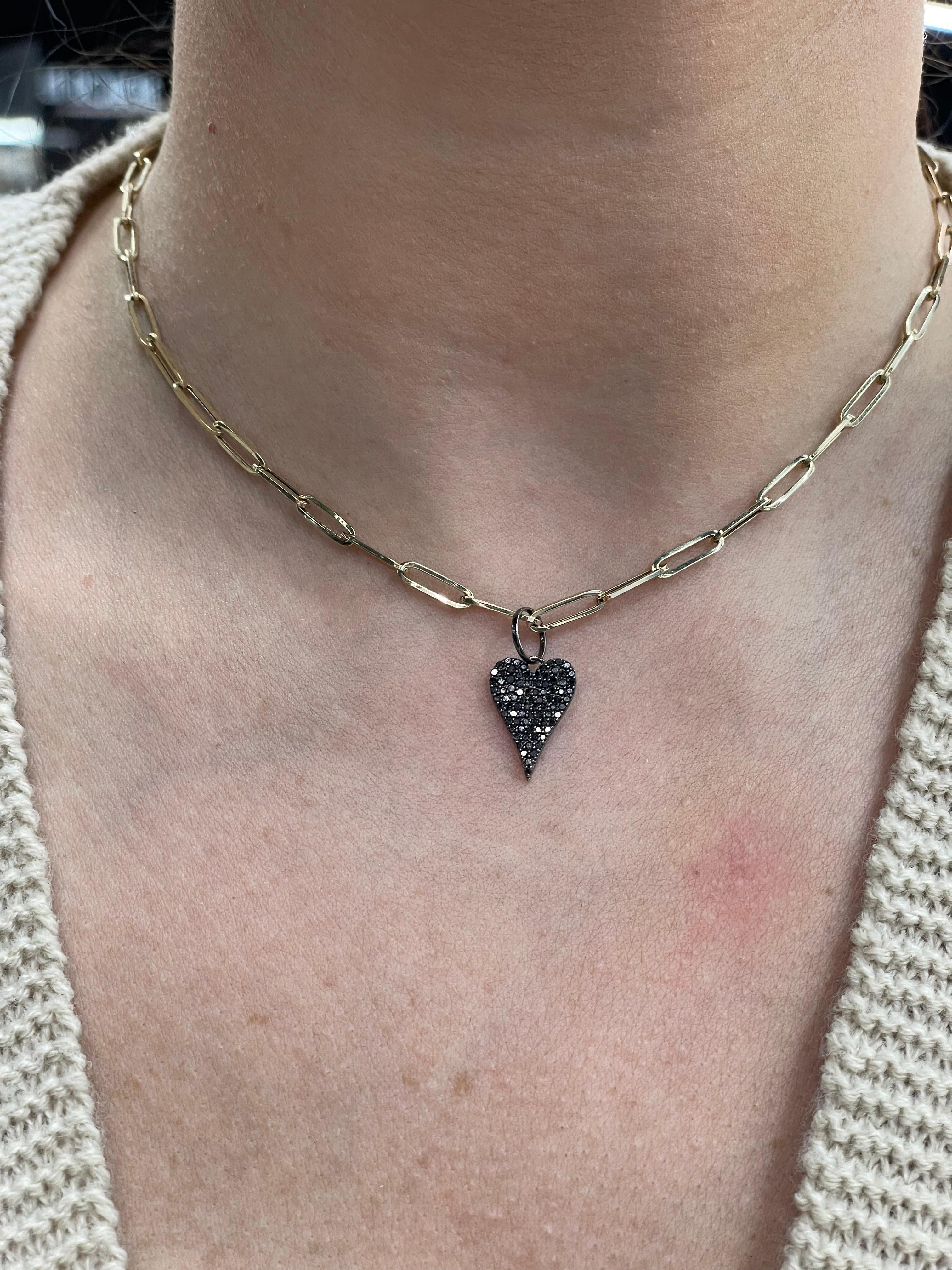 Black Diamond Heart Pendant 14 Karat White Gold Black Rhodium Made in ...