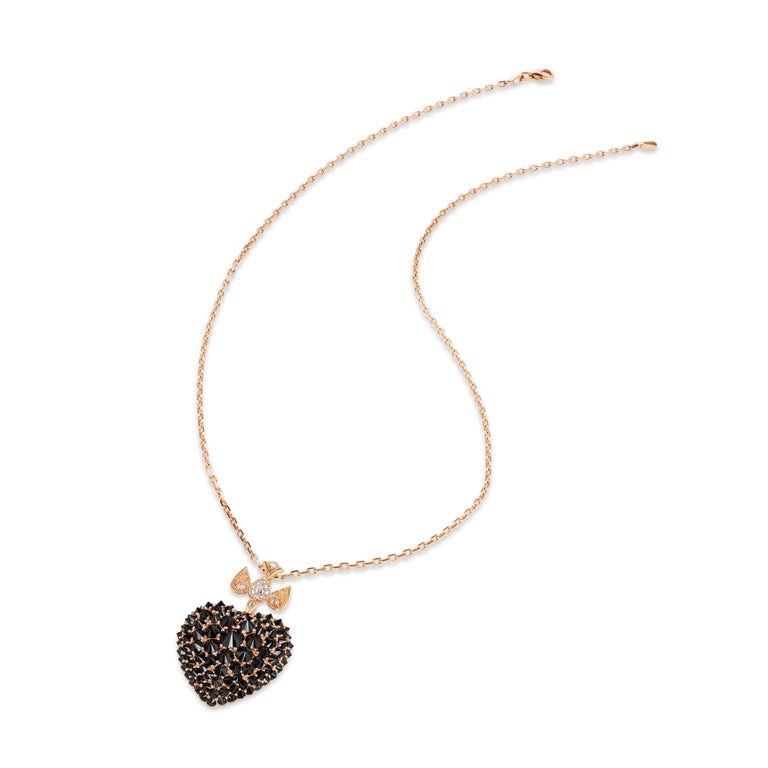 Black Diamond Heart Shape Pendant For Sale at 1stDibs