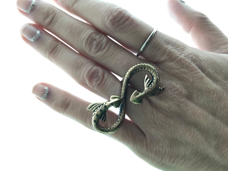 Black Diamond Snake Ring Serpens Cocktail Ring Bronze Animal J Dauphin ...