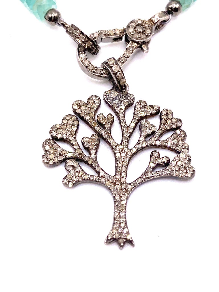 Black Diamond Tree of Life and Grandidierite Bead Pendant Necklace For ...