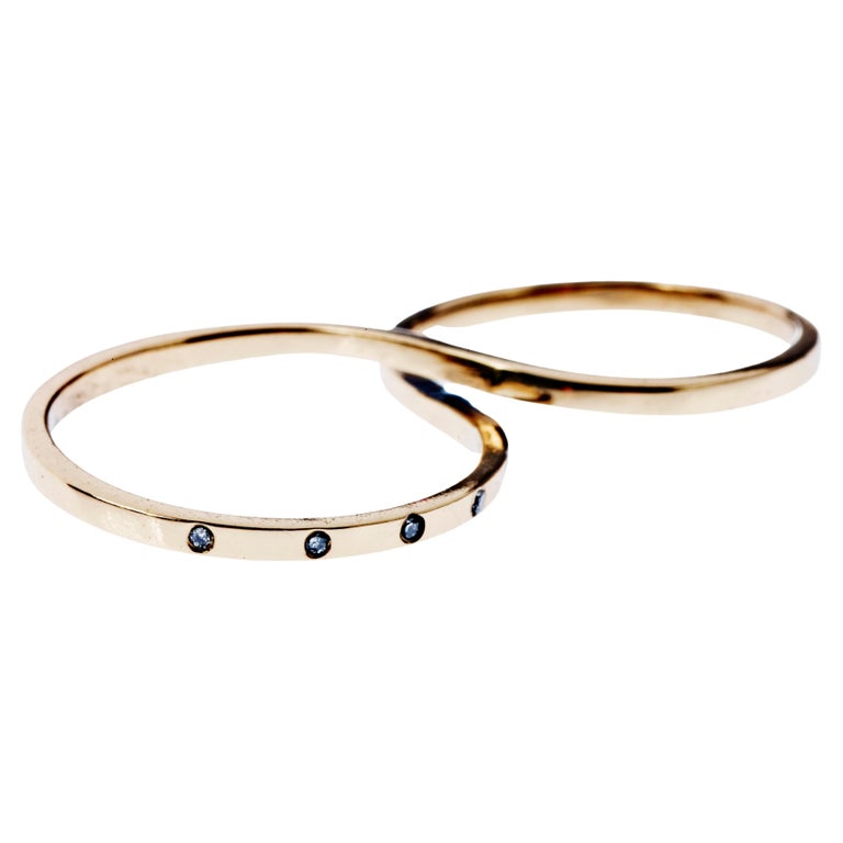 Black Diamond Two Finger Infinity Ring Gold J Dauphin For Sale at 1stDibs