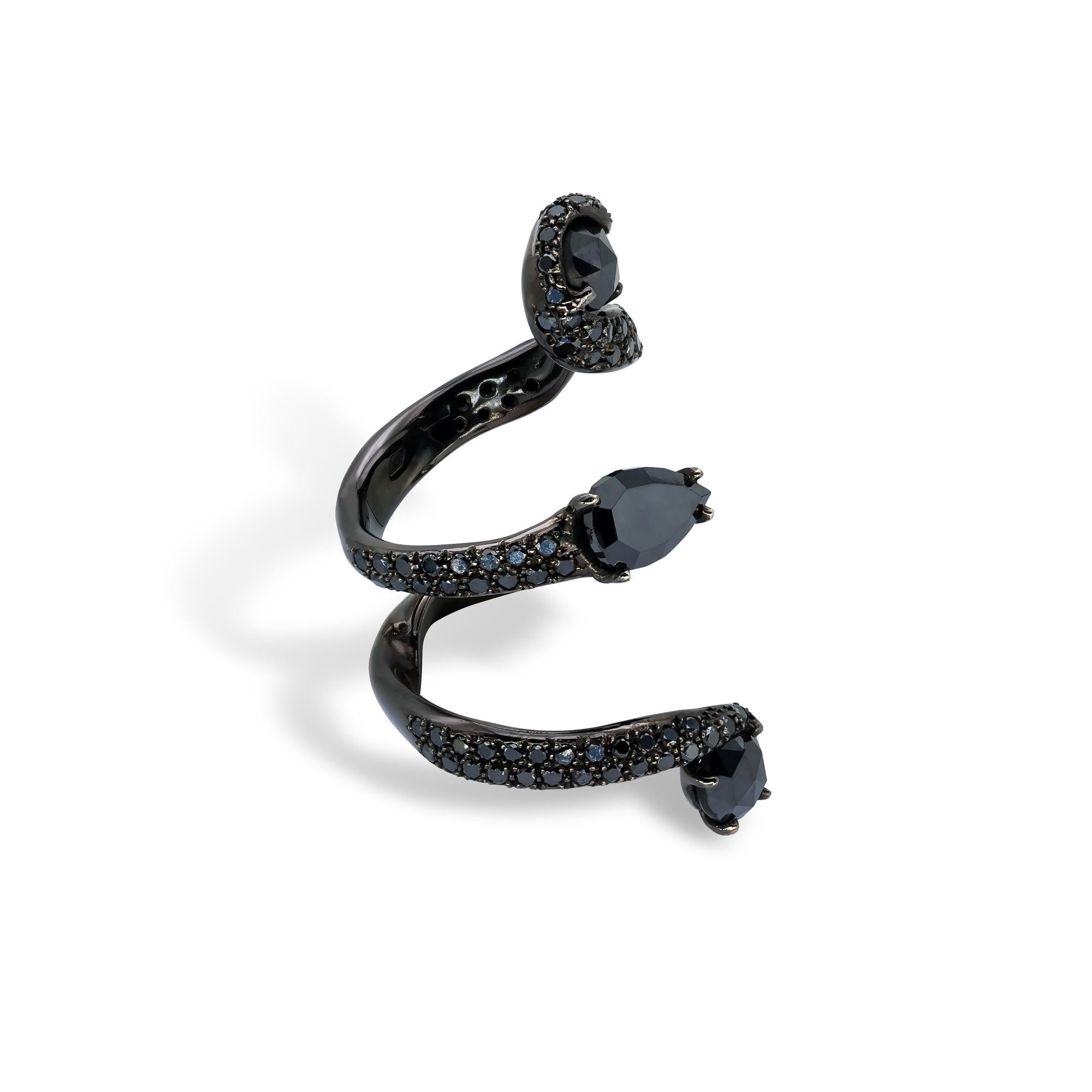 Black Diamonds Ribbon d'Avossa Ring For Sale at 1stDibs | black diamond ...