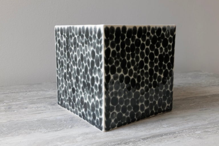 Black Dots Porcelain Cube Vase by Lana Kova For Sale at 1stDibs