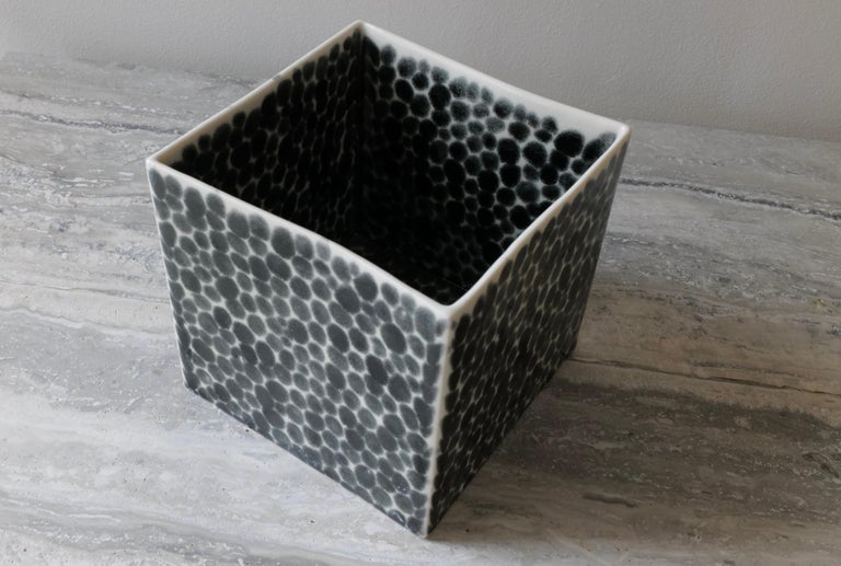 Black Dots Porcelain Cube Vase by Lana Kova For Sale at 1stDibs