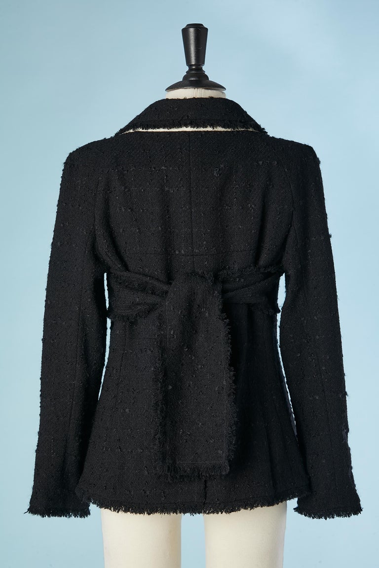 Black double-breasted diner jacket with branded buttons Chanel For Sale ...