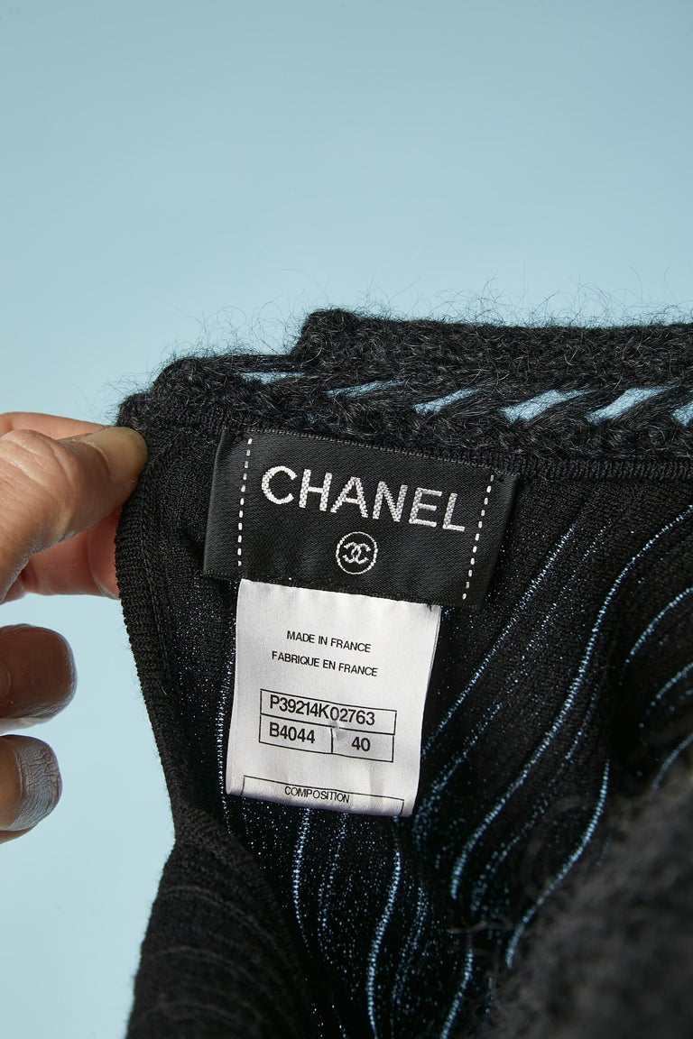 Black dress in two differents kind of knit Chanel For Sale at 1stDibs
