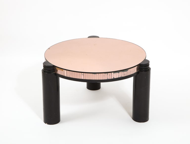 Black Ebonized and Pink Mirror Cocktail Table, France, 1940's For Sale ...