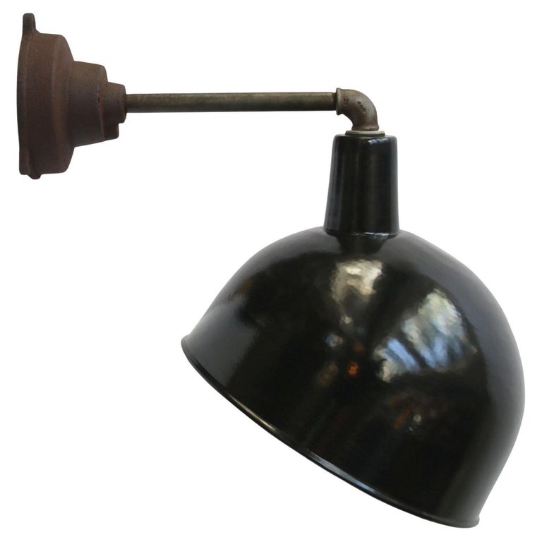 Black Enamel Cast Iron Vintage Industrial Factory Scones Wall Lights ...