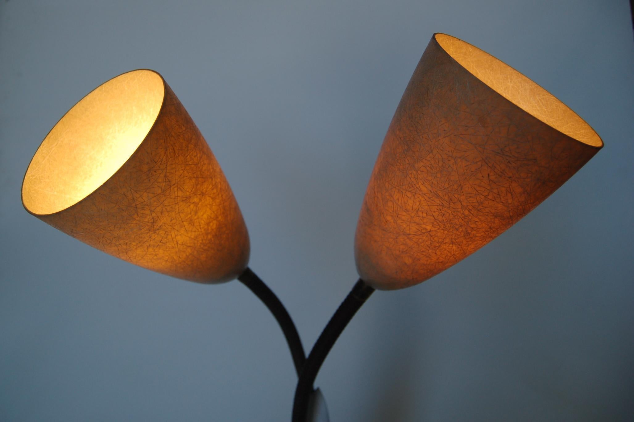 Black Enamel Double Gooseneck Lily Ivory Desk Table Lamp with ...