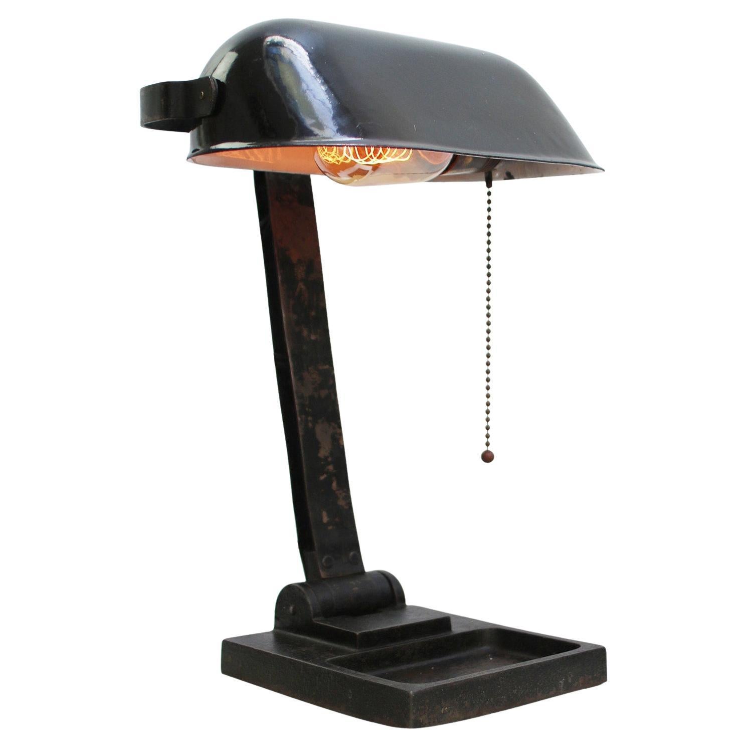 Black Enamel Vintage Industrial Banker Light Table Desk Light For Sale ...