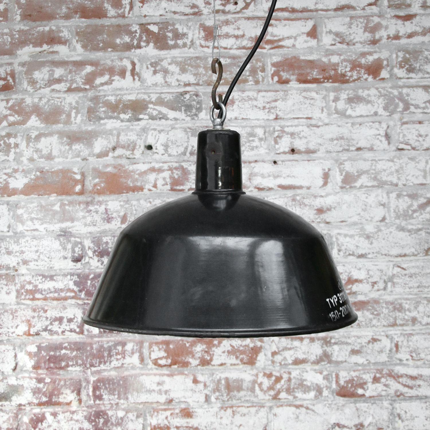 Black Enamel Vintage Industrial Factory Hanging Lights Pendant at 1stDibs