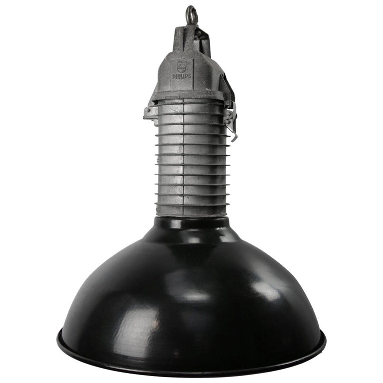 Black Enamel Vintage Industrial Philips Dutch Design Classic Pendant ...