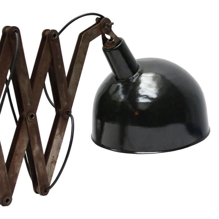 Black Enamel Vintage Industrial Scissor Wall Lamps XXL For Sale at 1stDibs