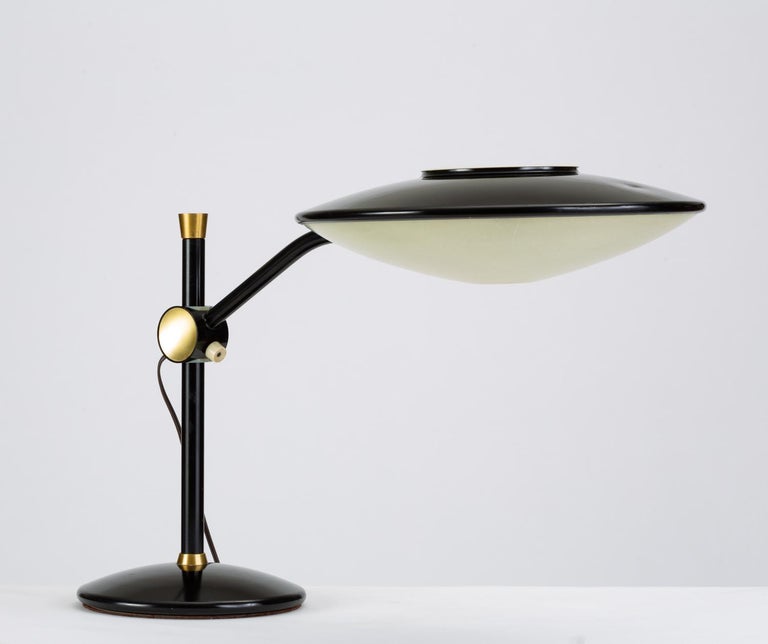 Black-Enameled Desk Lamp with Brass Accents by Dazor at 1stDibs
