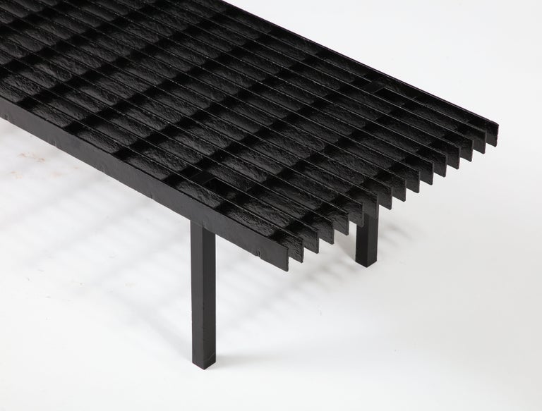 Black Enameled Steel Slat Bench, USA, 1970s For Sale at 1stDibs