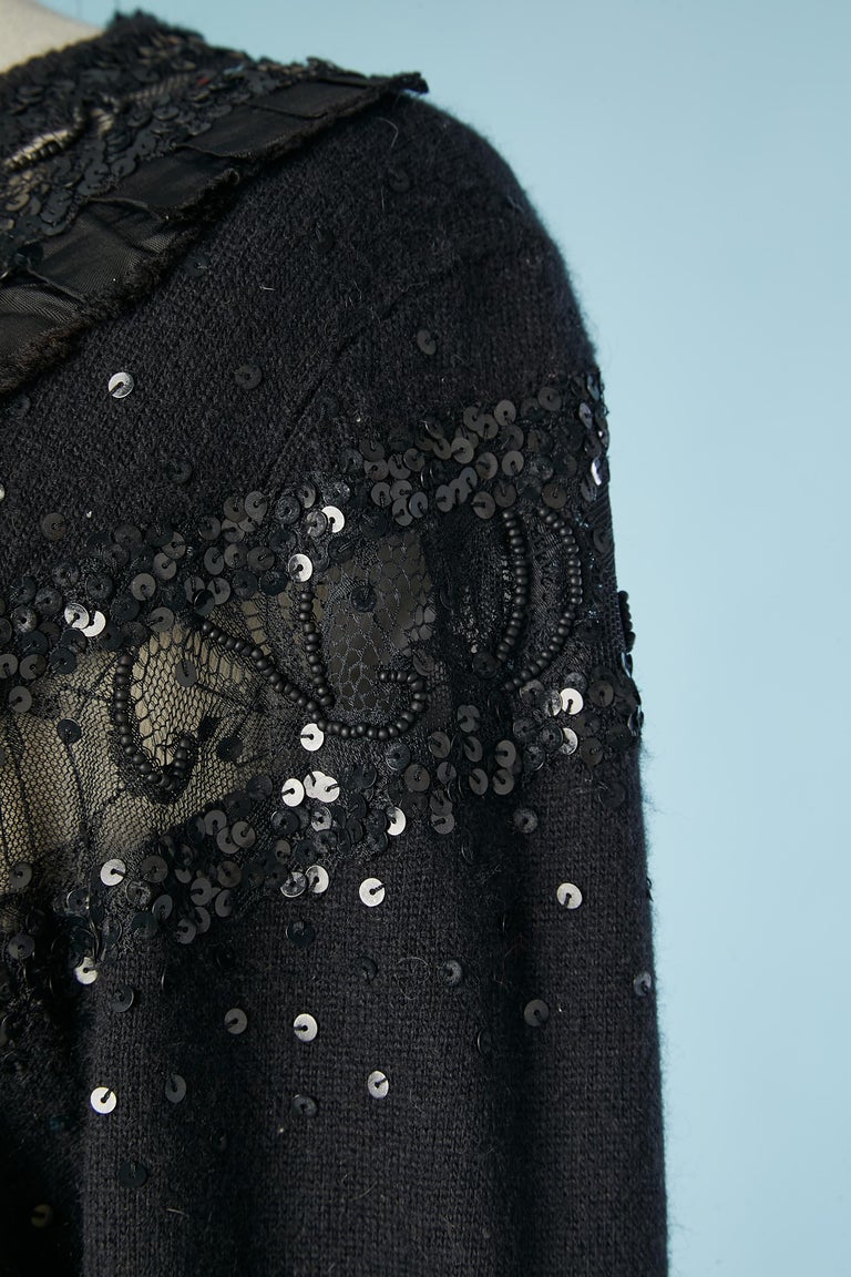Black evening sweater with lace and embroideries Christian Lacroix ...