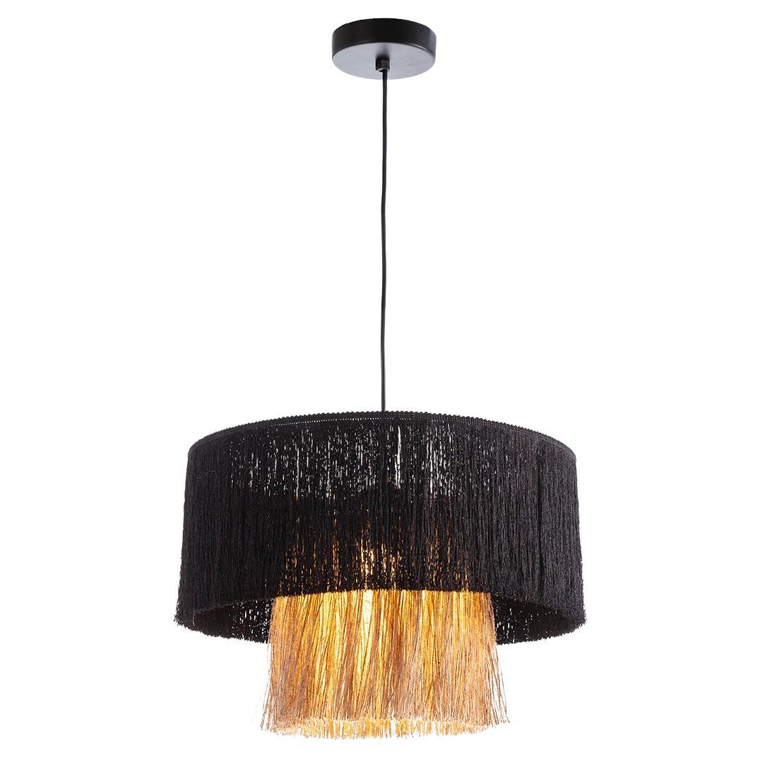 Black Fabric and Natural Jute Ceiling Lamp by Thai Natura For Sale at ...