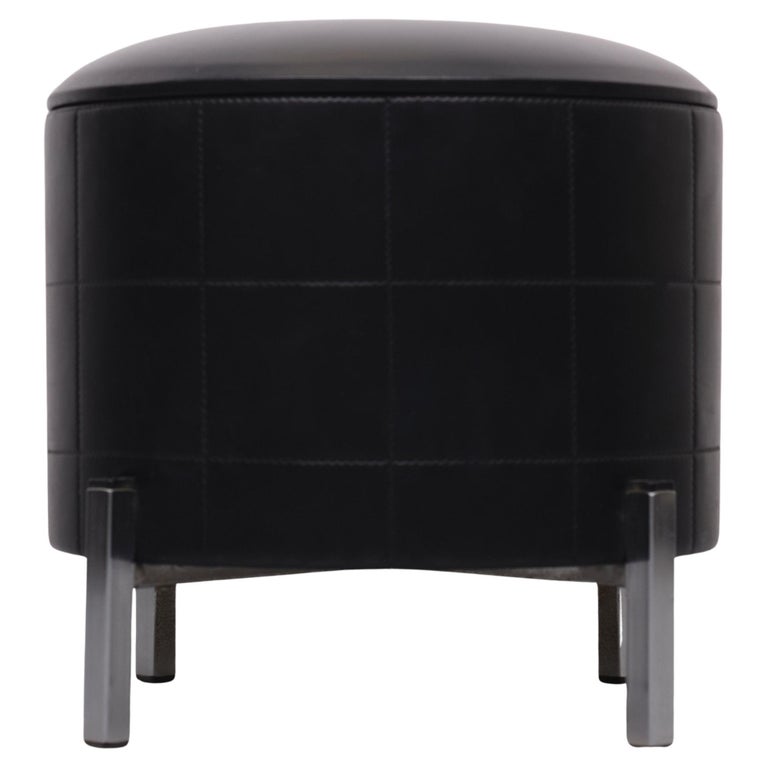 Black Faux Leather Sewing Stool, 1960s For Sale at 1stDibs