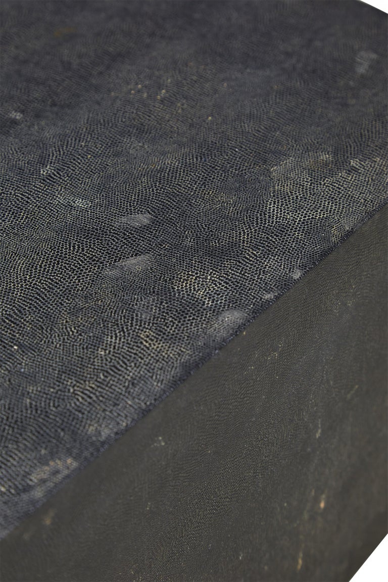 Black Faux Shagreen Square Coffee / Cocktail Table (manner of Karl ...