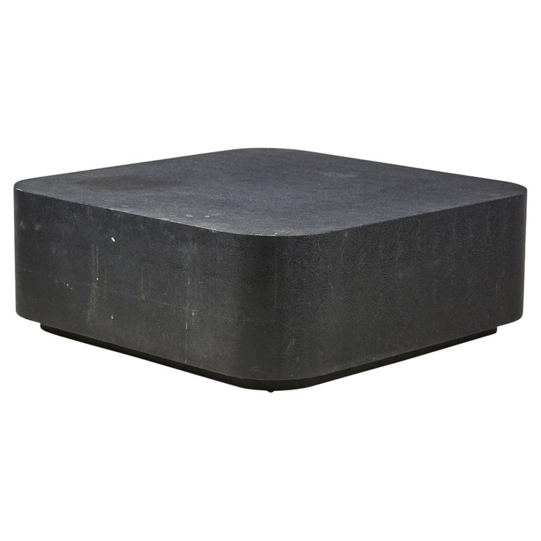Black Faux Shagreen Square Coffee / Cocktail Table (manner of Karl ...