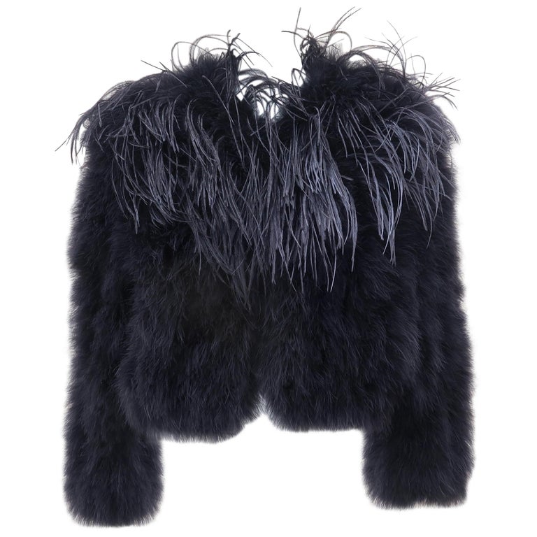 Black Feather Cropped Bolero Jacket at 1stDibs