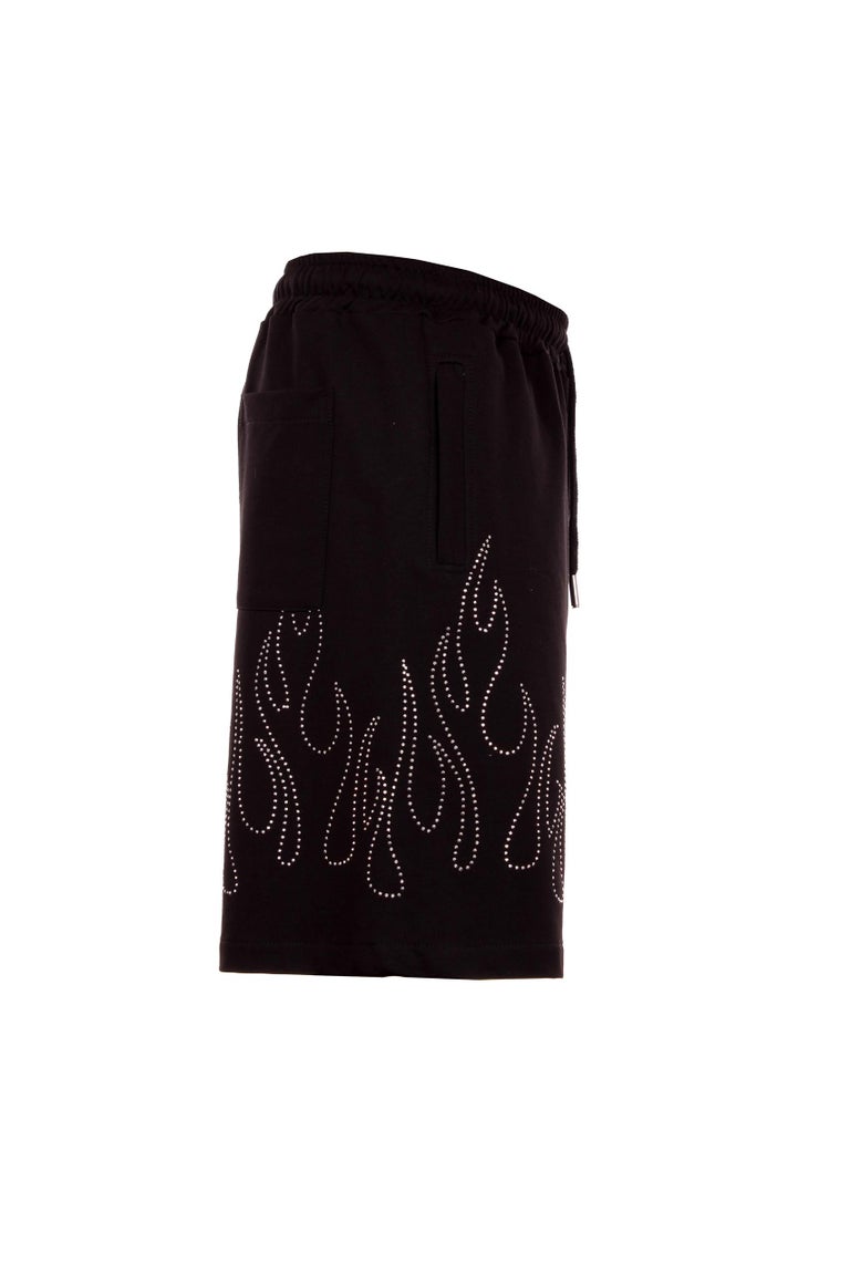 Black flames strass shorts For Sale at 1stDibs