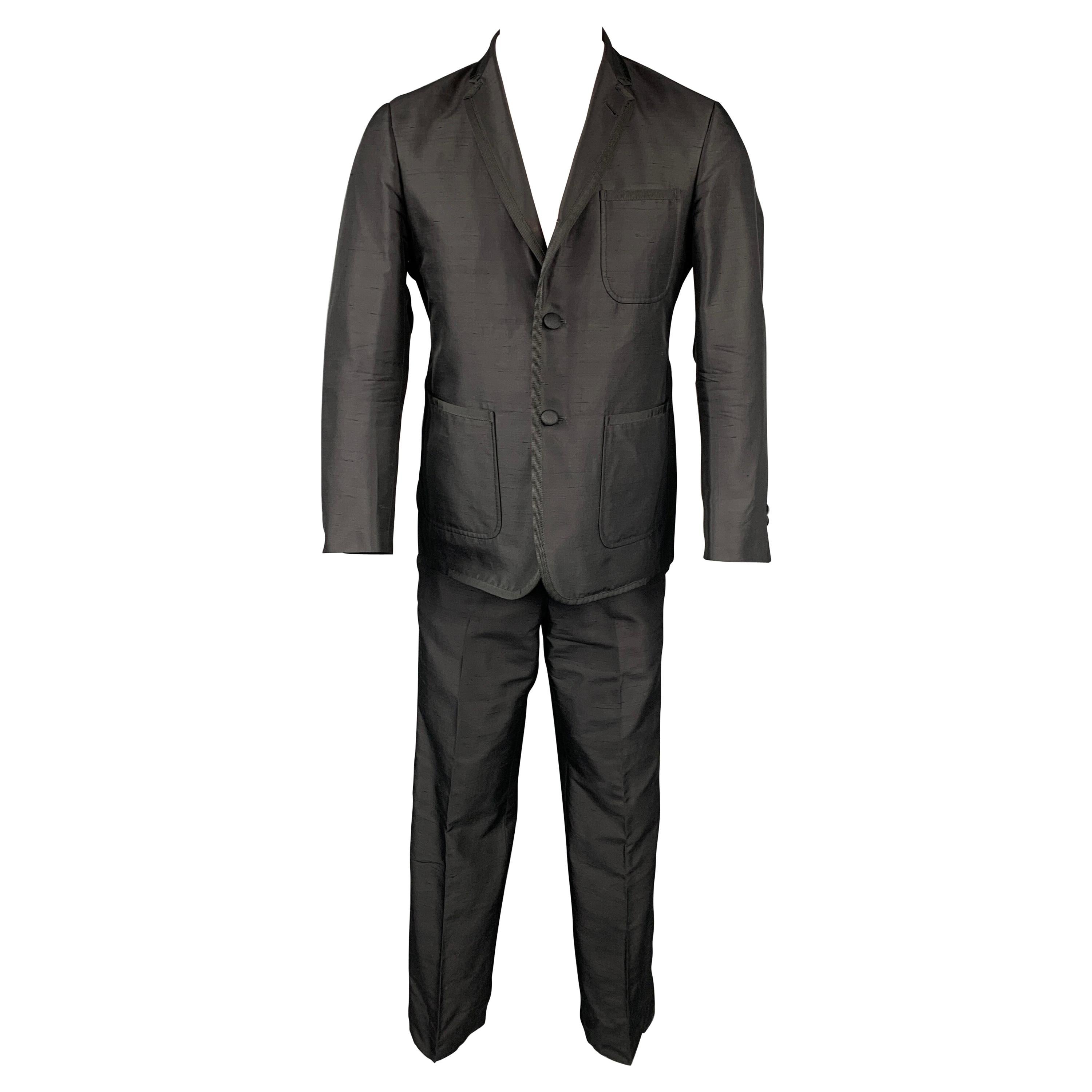 Black Fleece 38 White And Black Paisley Cotton Notch Lapel Sport Coat