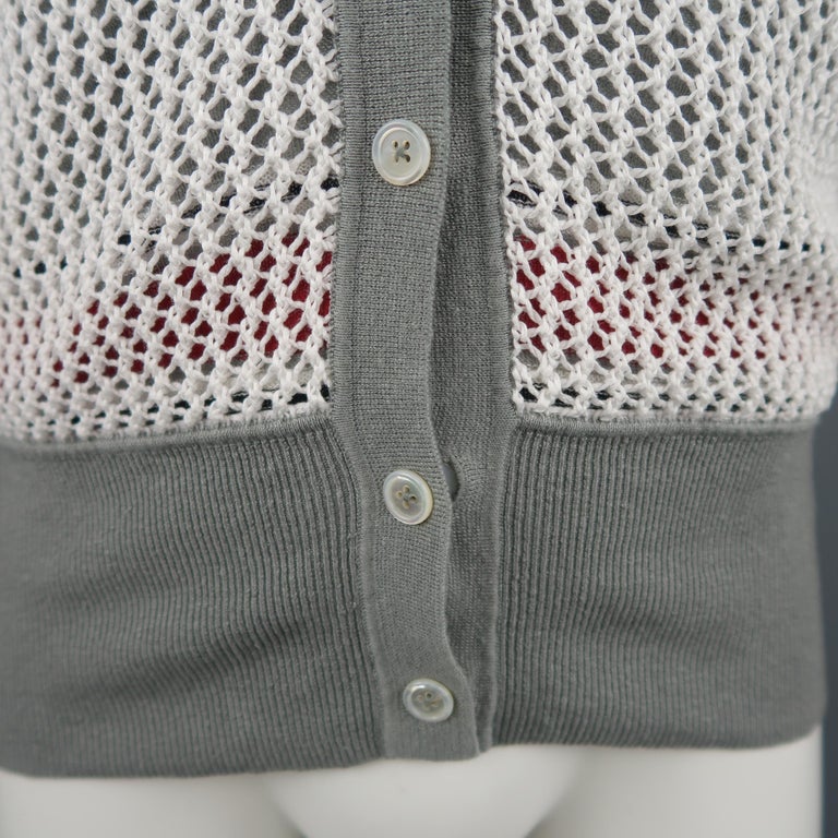 BLACK FLEECE Size S Gray and Stripe Cotton / White Mesh Reversible ...