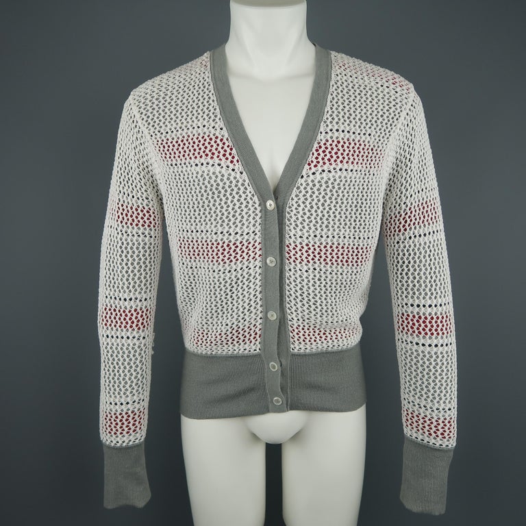 BLACK FLEECE Size S Gray and Stripe Cotton / White Mesh Reversible ...