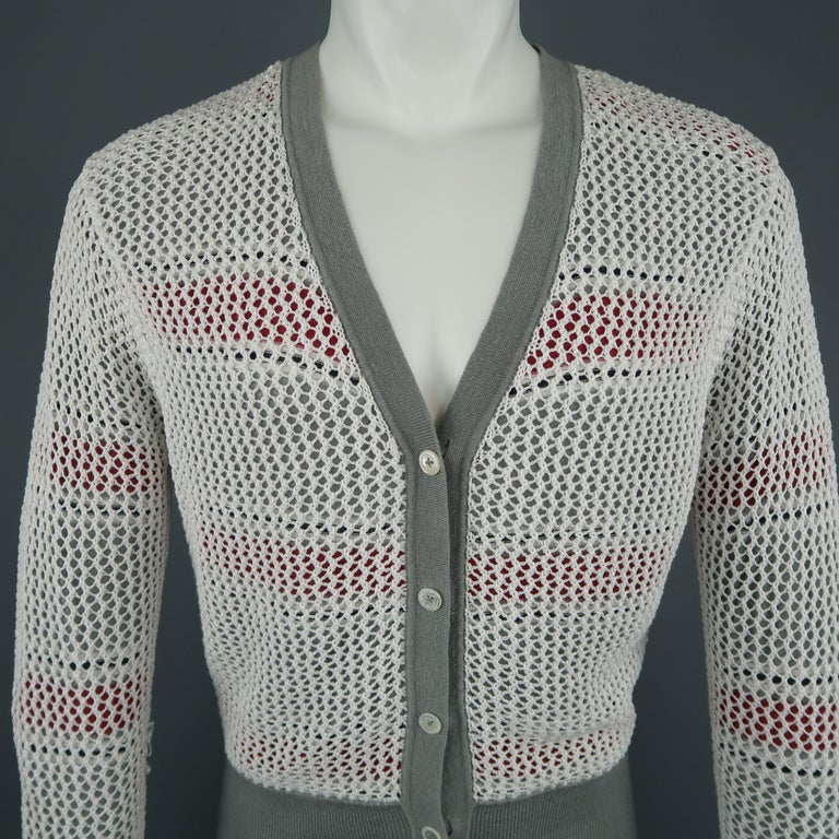 BLACK FLEECE Size S Gray and Stripe Cotton / White Mesh Reversible ...