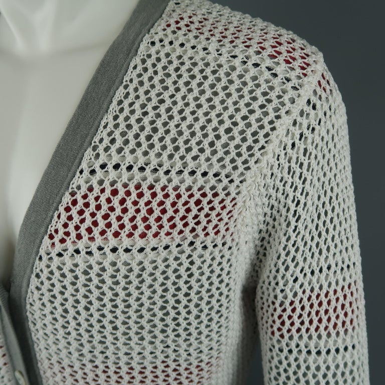 BLACK FLEECE Size S Gray and Stripe Cotton / White Mesh Reversible ...