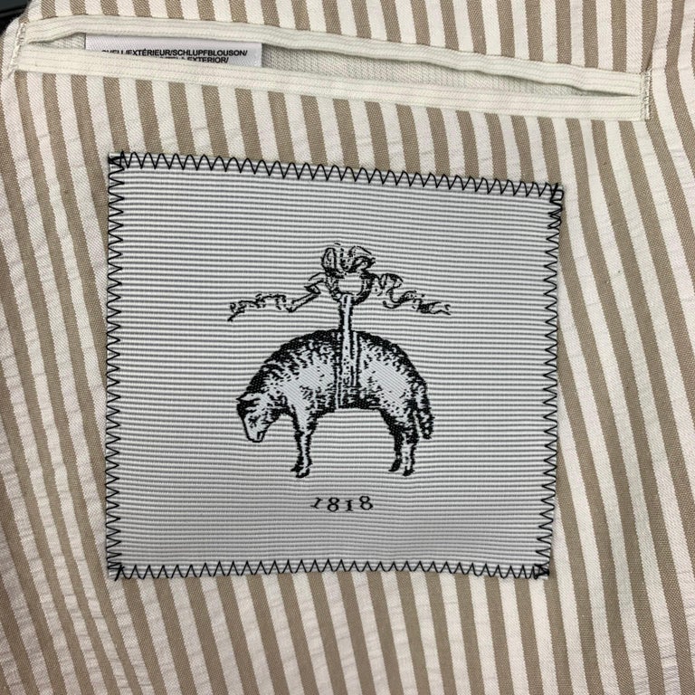 Black Fleece Taupe White Stripe Cotton Notch Lapel Sport Coat For Sale