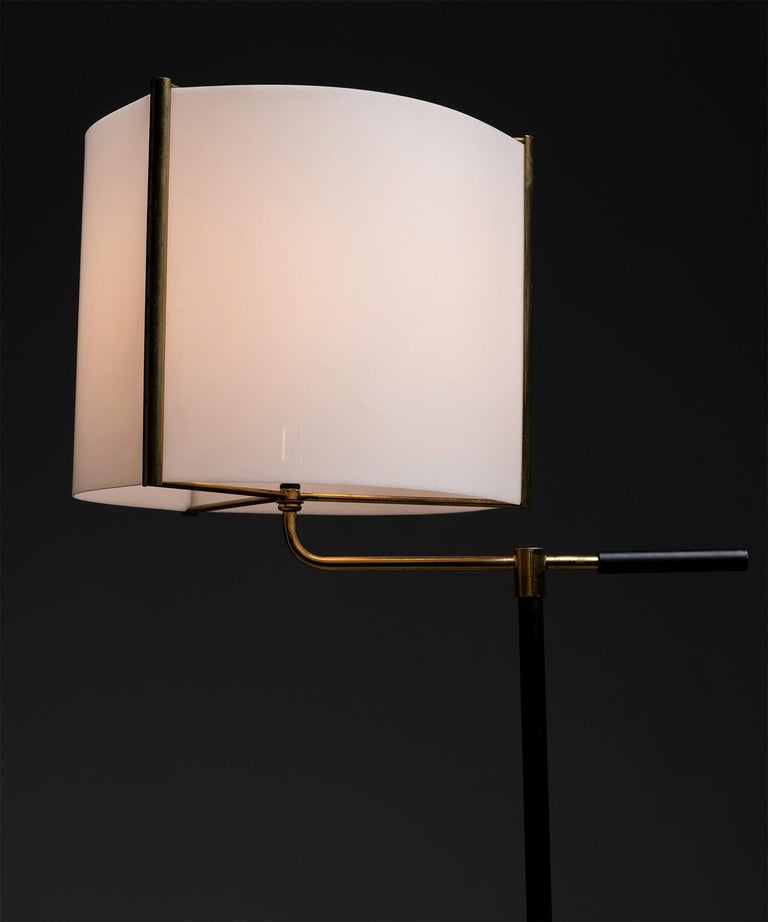 Black Floor Lamp with White Perspex Shade, France, circa 1950 at 1stDibs