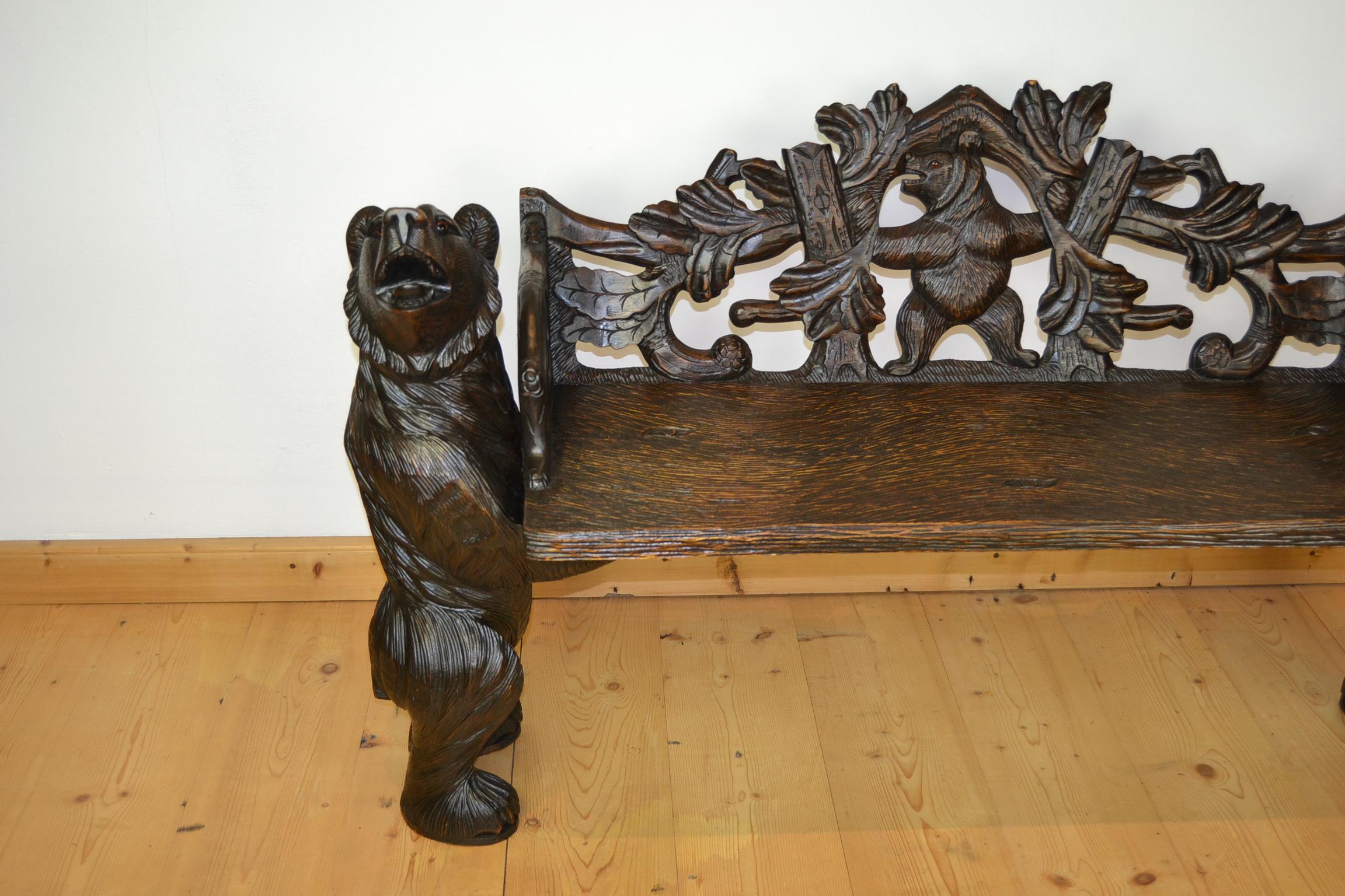 Black Forest Bear Bench, 20th Century at 1stDibs
