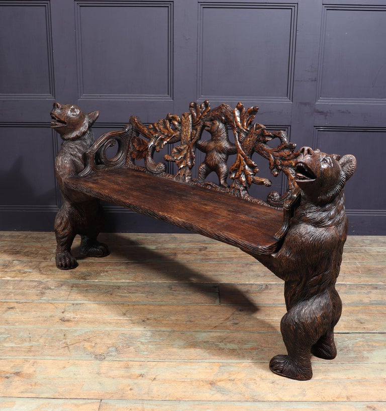 Black Forest Carved Bear Bench For Sale at 1stDibs