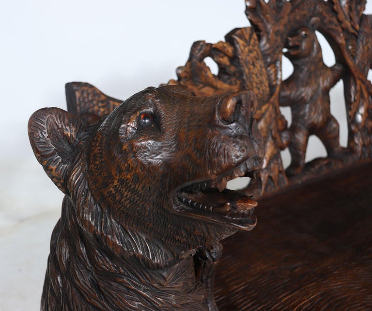 Black Forest Carved Bear Bench For Sale at 1stDibs