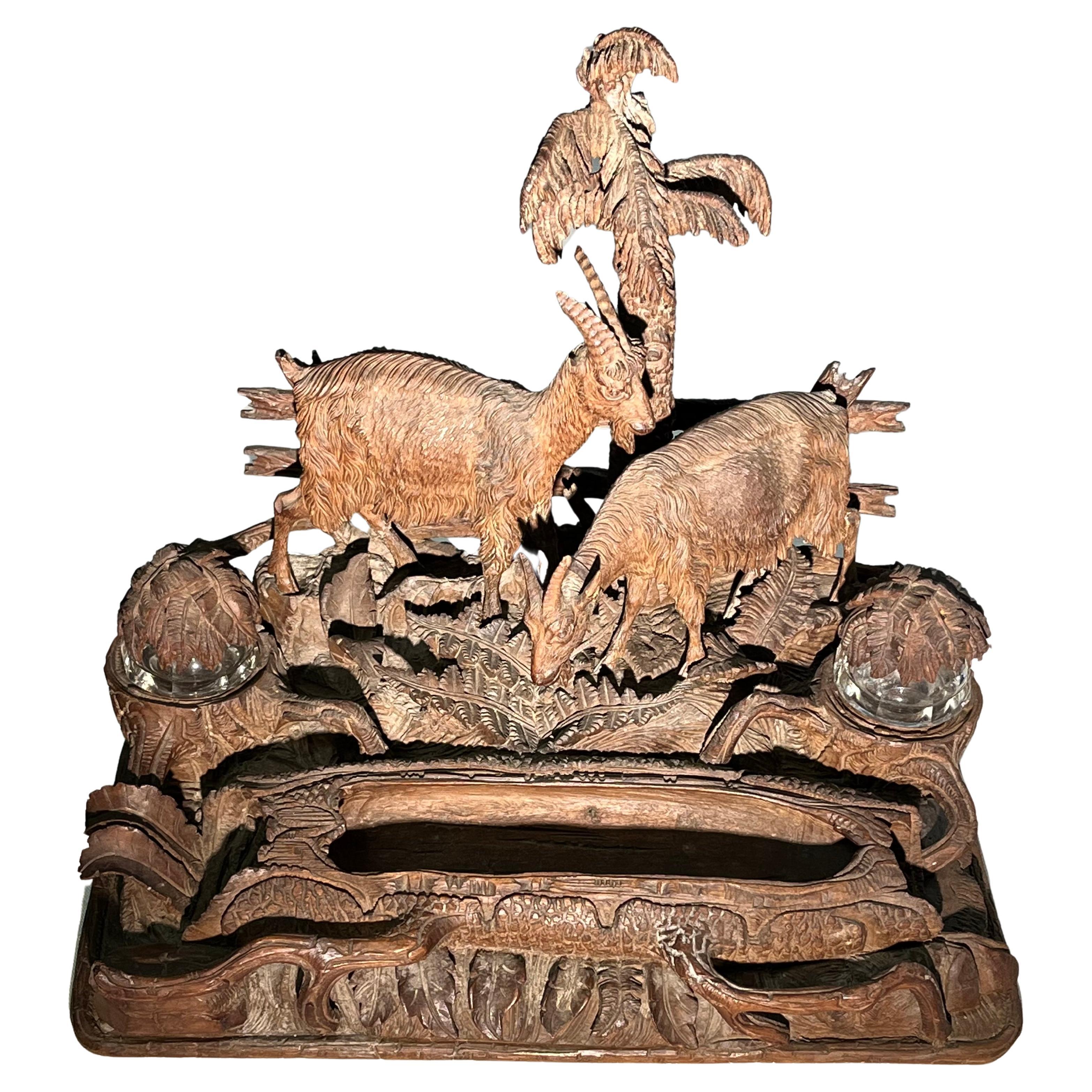 Antique Carved Black Forest Novelty Inkwell, Dog, circa 1880 For Sale ...