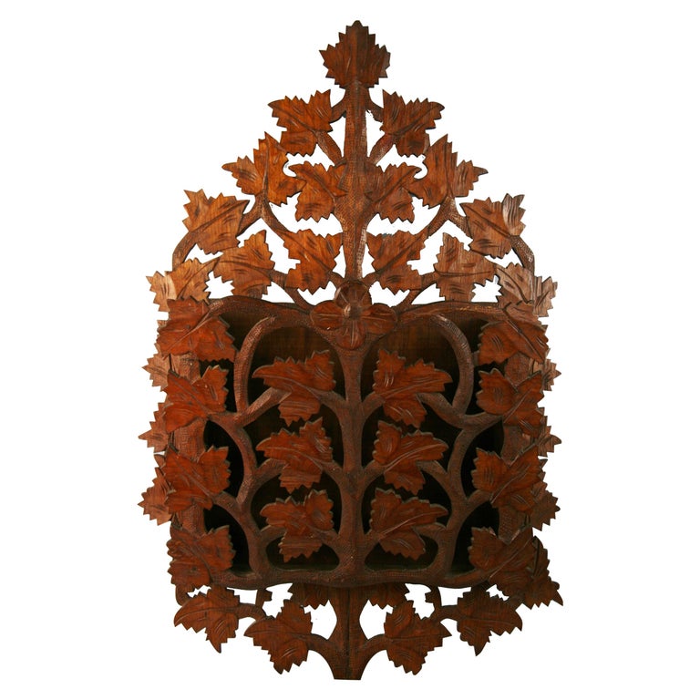 Black Forest Carved Leaf Magazine Wall Rack/Wall Decoration at 1stDibs