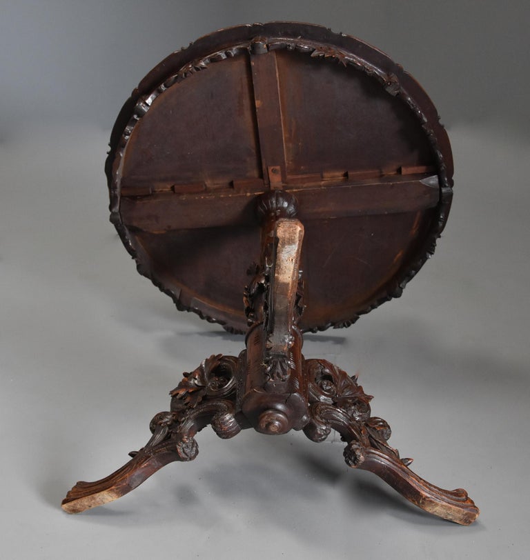 Black Forest Carved Linden Wood Centre Table with Tri-Form Base For ...