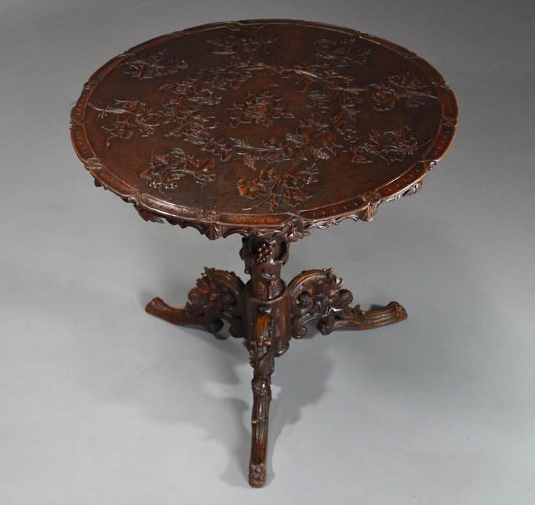 Black Forest Carved Linden Wood Centre Table with Tri-Form Base For ...