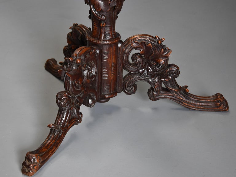 Black Forest Carved Linden Wood Centre Table with Tri-Form Base For ...