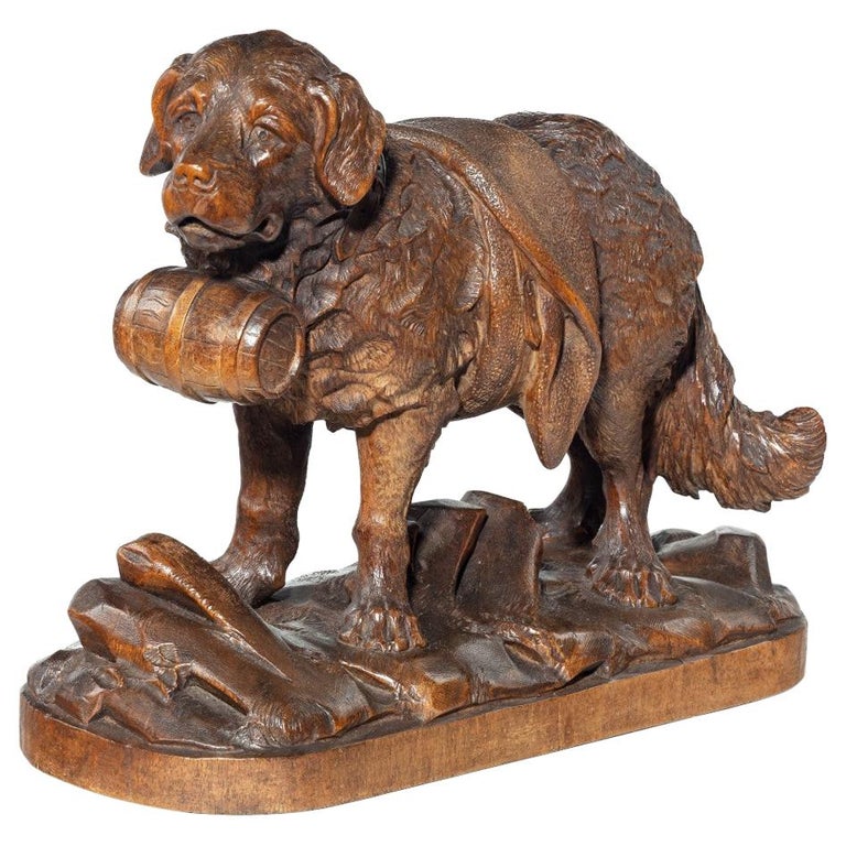 ‘Black Forest’ Carved Linden Wood Model of a Mount Rescue Dog For Sale ...