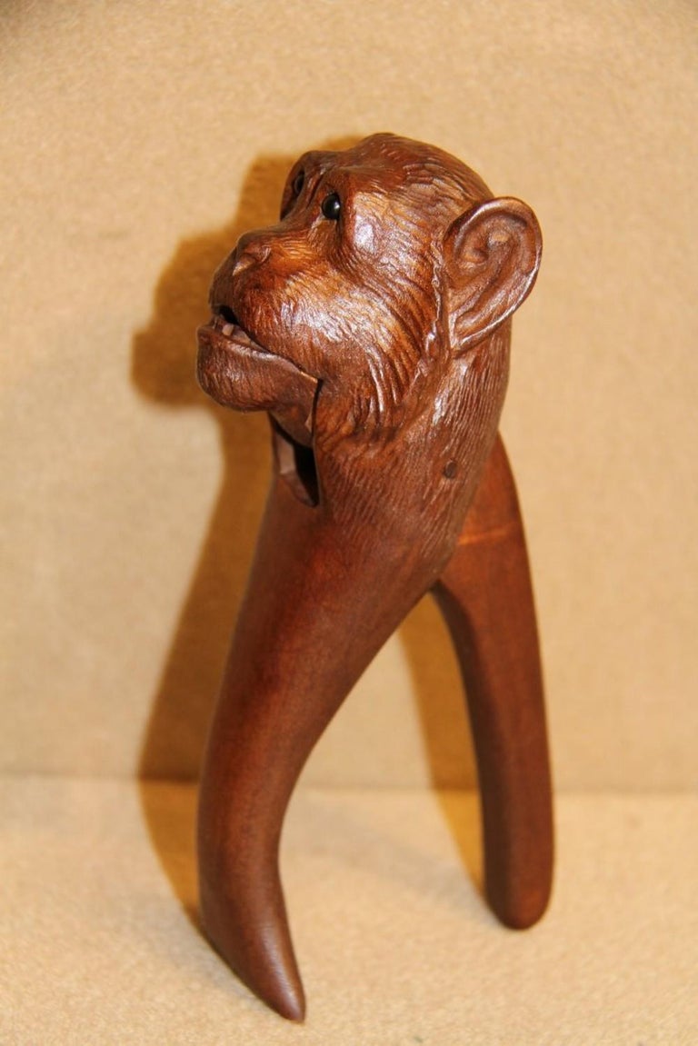 Black Forest Carved Monkey Novelty Nut Cracker For Sale at 1stDibs