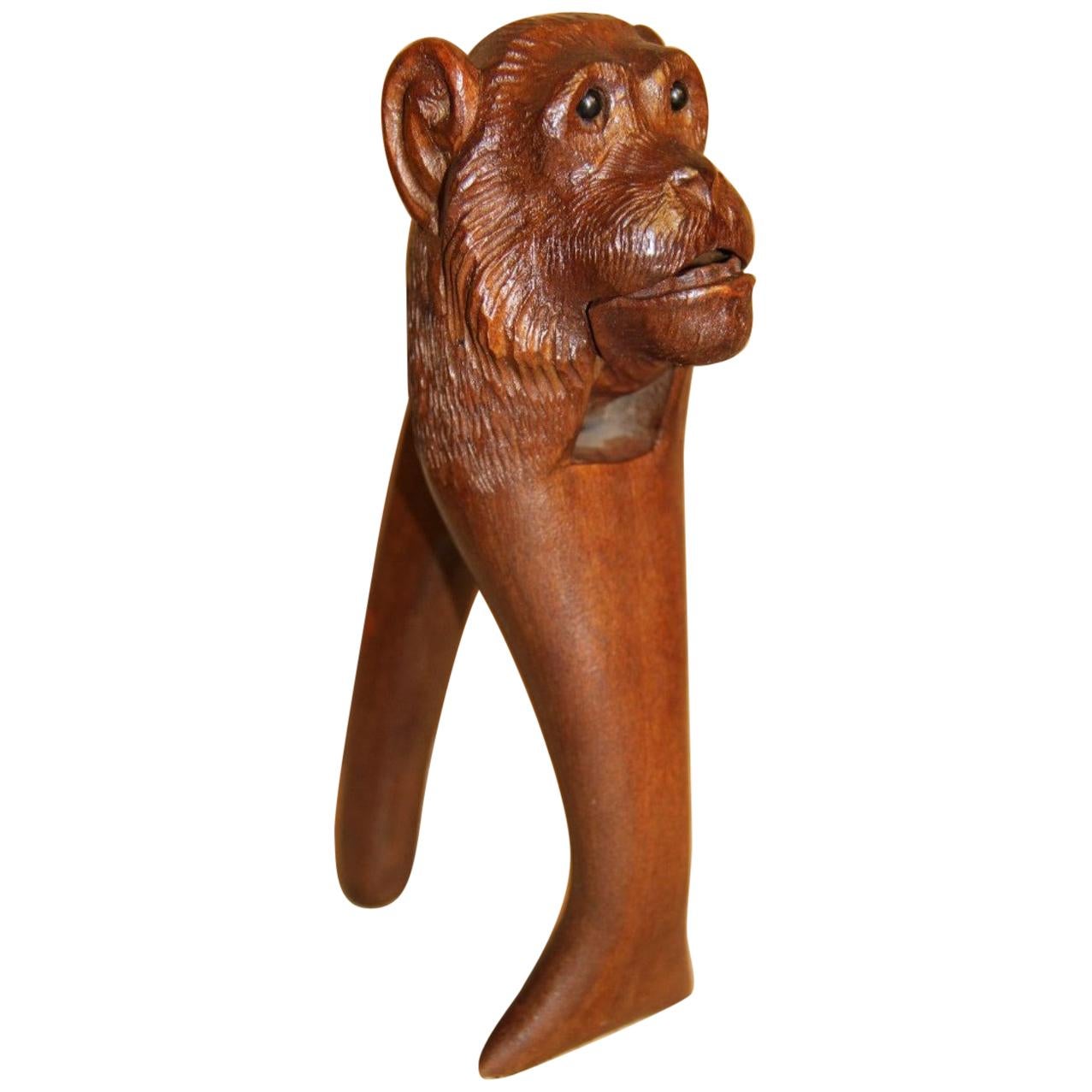Black Forest Carved Monkey Novelty Nut Cracker For Sale at 1stDibs