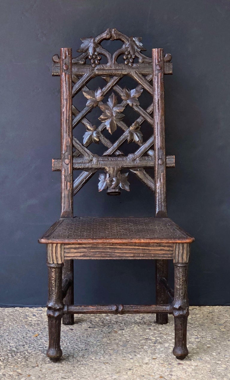 Black Forest Chair of Carved Oak from the 19th Century at 1stDibs
