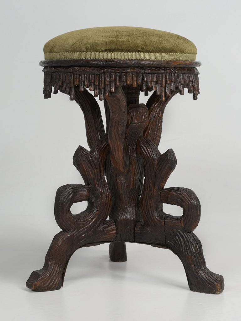 Black Forest Exquisitely Hand Carved Stool from Switzerland, circa Late ...