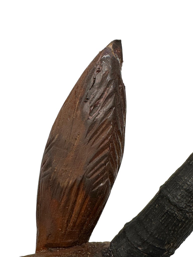 Black Forest Folk Art Carved Wood Chamois Head with Real Horns, 19th ...