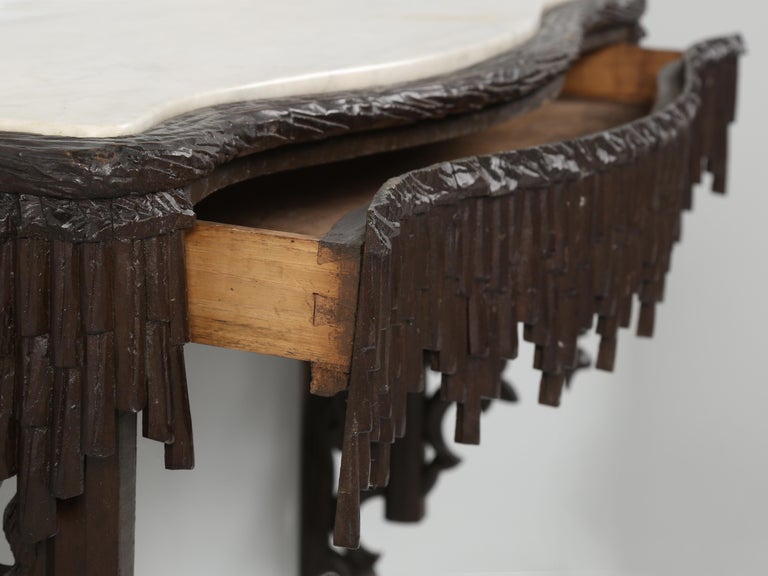 Black Forest Hand-Carved Console Table Marble Top Switzerland Circa ...